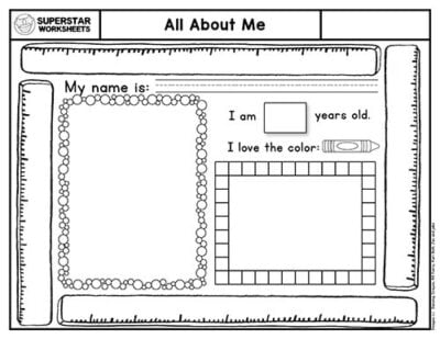 All About Me Template - Superstar Worksheets
