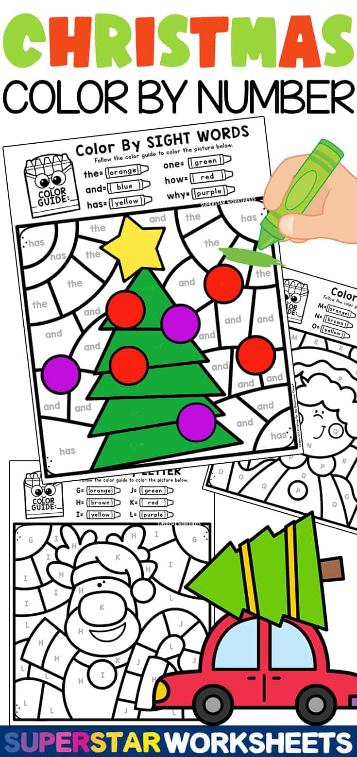 Christmas Color By Number - Superstar Worksheets