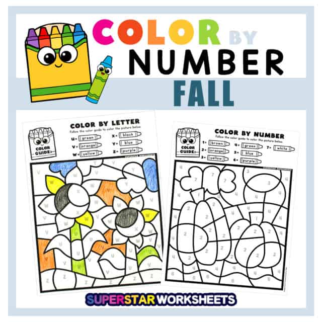Fall Color By Number - Superstar Worksheets