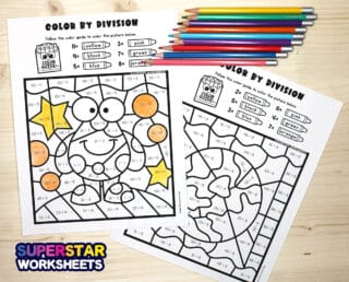Division Color by Number - Superstar Worksheets
