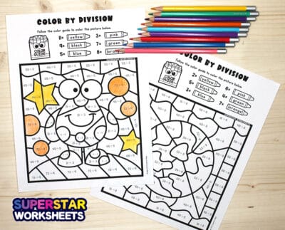 Division Color by Number - Superstar Worksheets