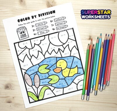 Division Color by Number - Superstar Worksheets