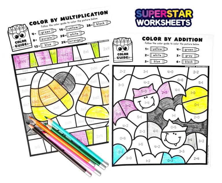 Halloween Color by Number - Superstar Worksheets