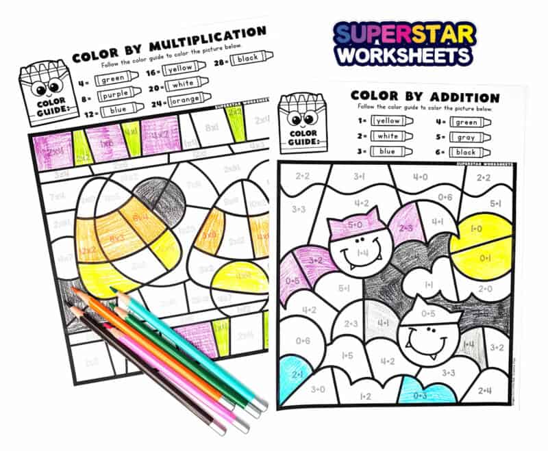 Halloween Color by Number - Superstar Worksheets