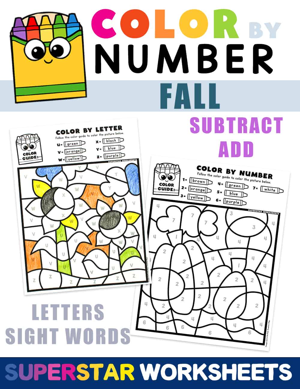 Fall Color By Number - Superstar Worksheets