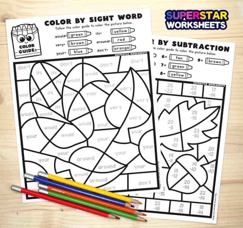 Fall Color By Number - Superstar Worksheets