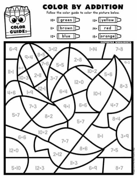 Fall Color By Number - Superstar Worksheets