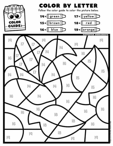 Fall Color By Number - Superstar Worksheets