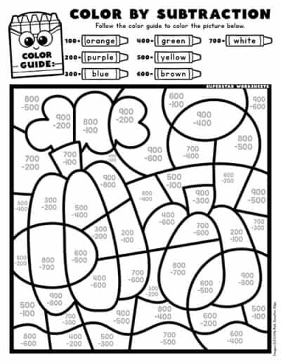 Fall Color By Number - Superstar Worksheets
