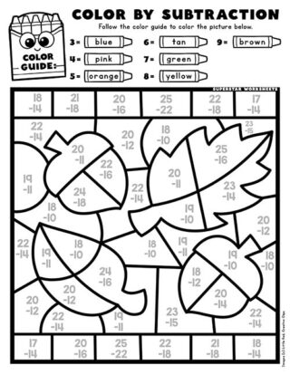 Fall Color By Number - Superstar Worksheets