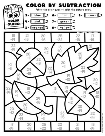 Fall Color By Number - Superstar Worksheets