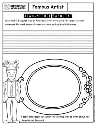 Famous Artist Worksheets - Superstar Worksheets
