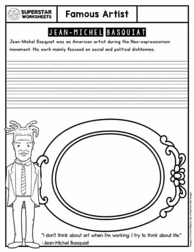 Famous Artist Worksheets (Free Printables) - Superstar Worksheets