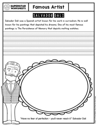 Famous Artist Worksheets - Superstar Worksheets