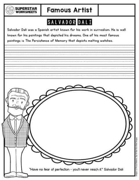 Famous Artist Worksheets - Superstar Worksheets