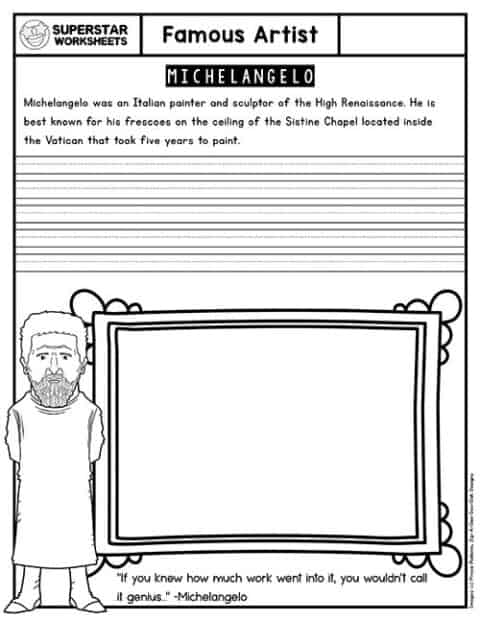 Famous Artist Worksheets - Superstar Worksheets