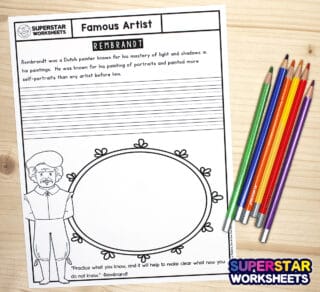 Famous Artist Worksheets - Superstar Worksheets