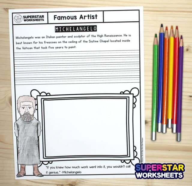 Famous Artist Worksheets (Free Printables) - Superstar Worksheets