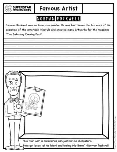 Famous Artist Worksheets - Superstar Worksheets