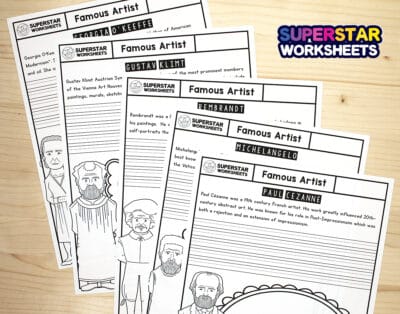 Famous Artist Worksheets - Superstar Worksheets