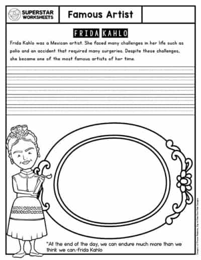 Famous Artist Worksheets (Free Printables) - Superstar Worksheets