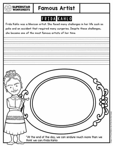 Famous Artist Worksheets - Superstar Worksheets