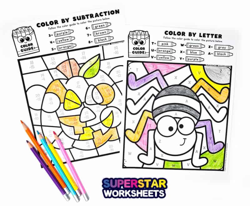 Halloween Color by Number - Superstar Worksheets