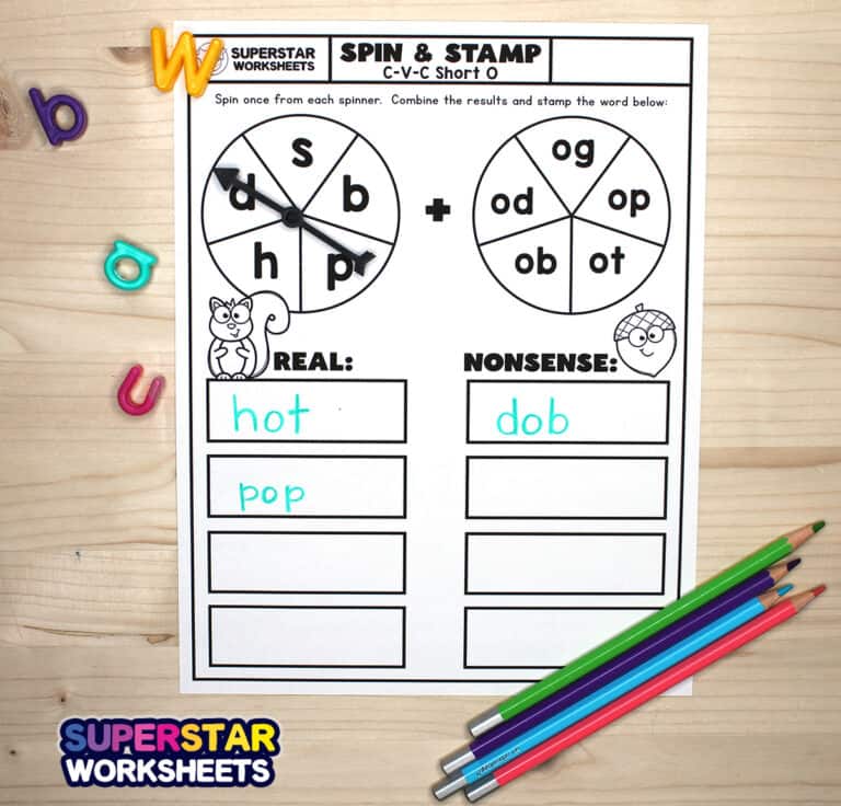 Kindergarten Phonics Worksheets - Superstar Worksheets
