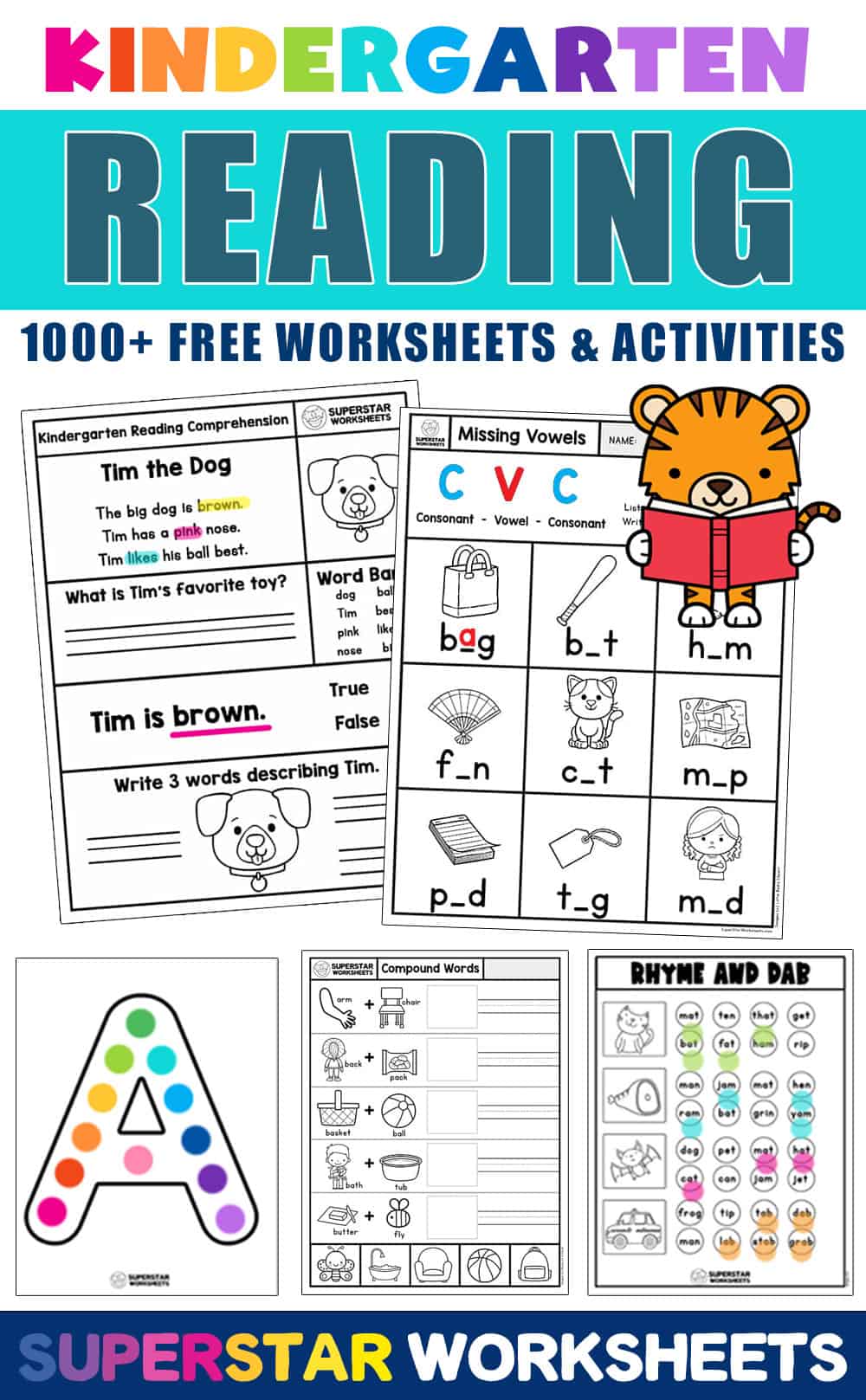 Kindergarten Reading Worksheets - Superstar Worksheets