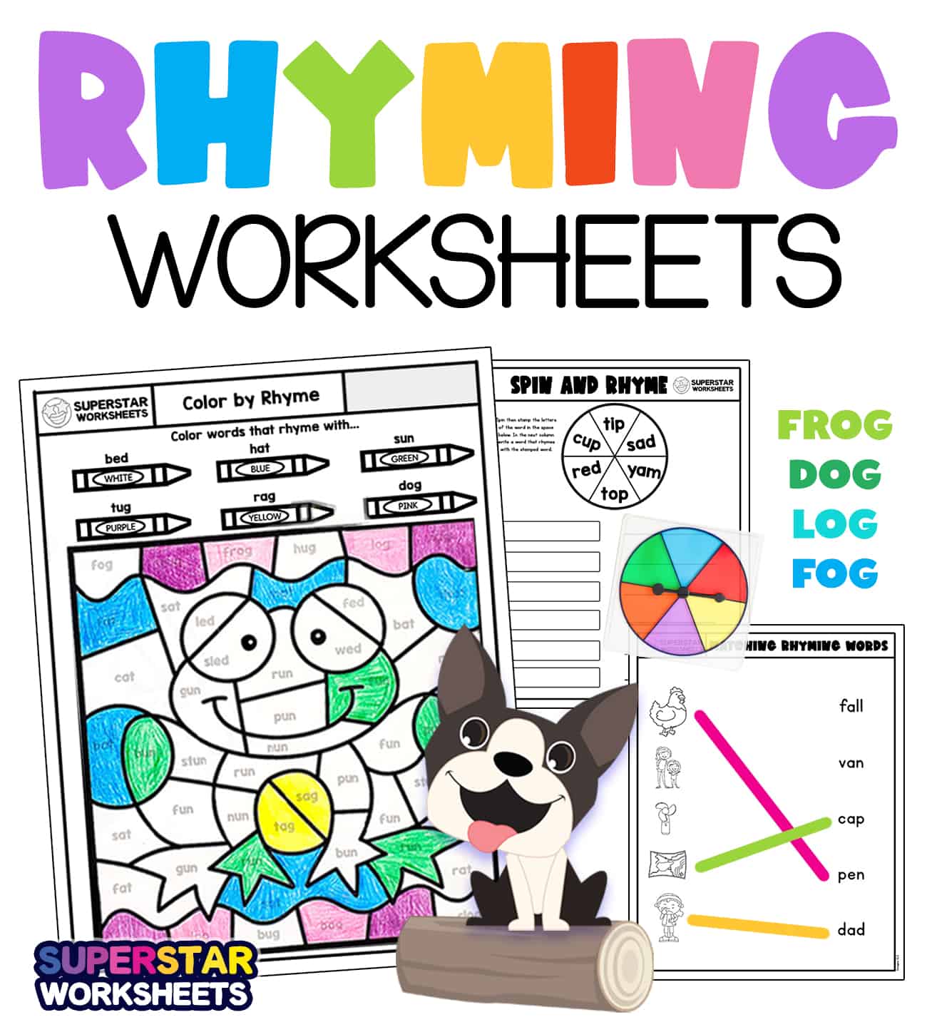 Rhyming Worksheets for Kindergarten - Superstar Worksheets