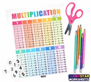 Multiplication Chart - Superstar Worksheets