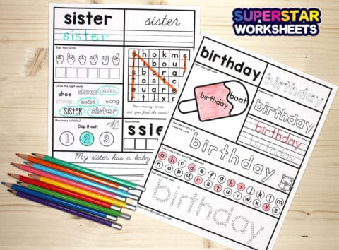Dolch Noun Sight Word Worksheets - Superstar Worksheets