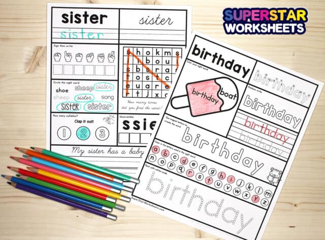 Dolch Noun Sight Word Worksheets - Superstar Worksheets