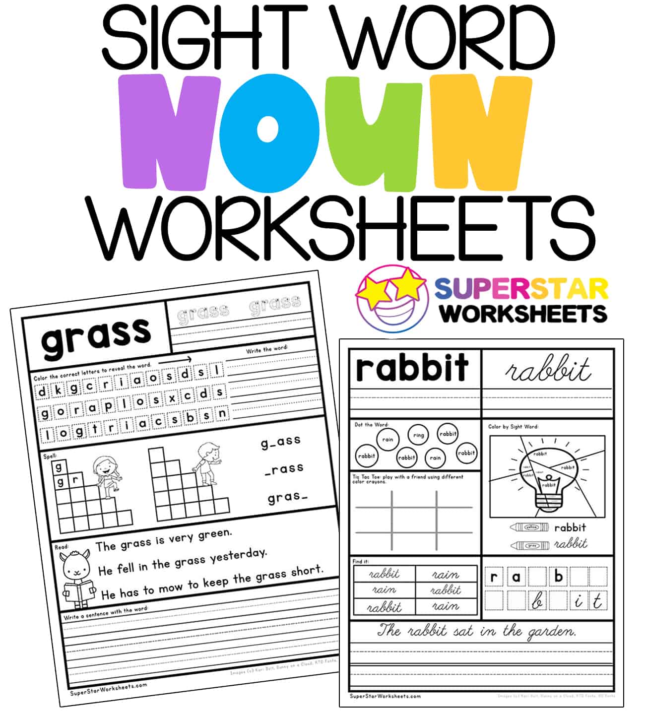 Dolch Noun Sight Word Worksheets - Superstar Worksheets