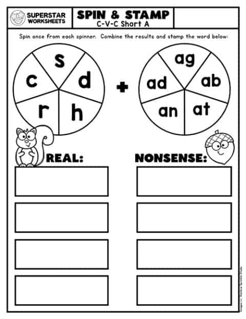 Kindergarten Phonics Worksheets - Superstar Worksheets