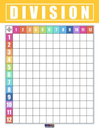 Division Chart - Superstar Worksheets