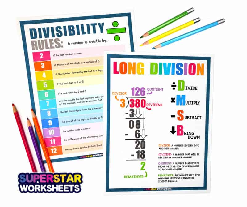 Division Chart - Superstar Worksheets