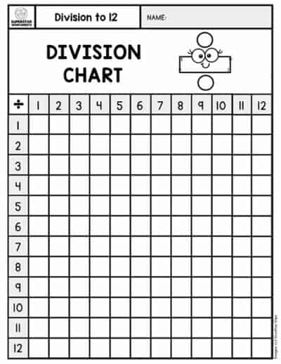 Division Chart - Superstar Worksheets
