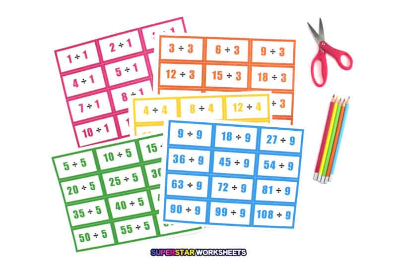 Division Flashcards - Superstar Worksheets