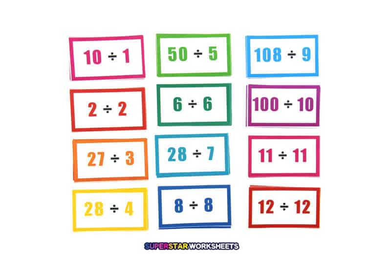 Division Flashcards - Superstar Worksheets