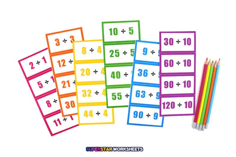 Division Flashcards - Superstar Worksheets
