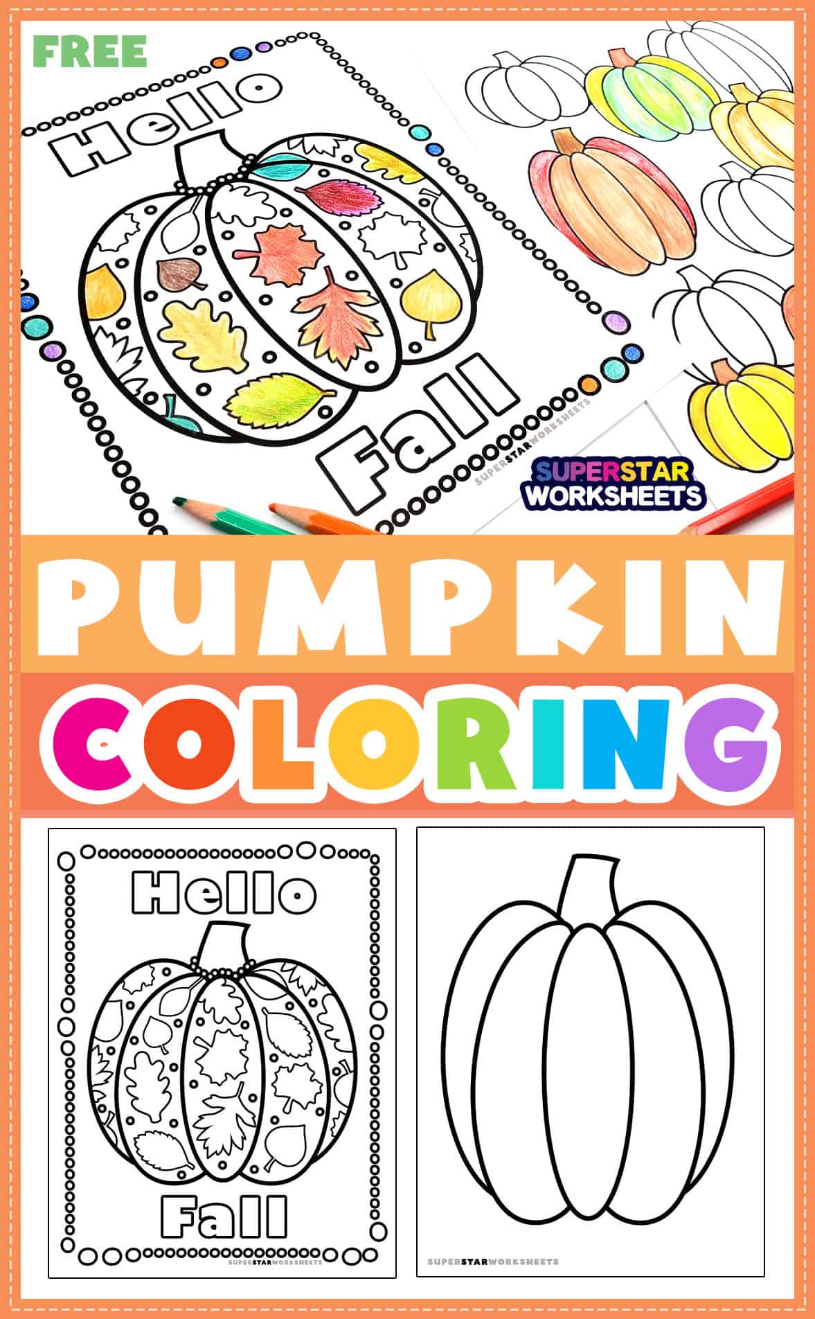 Pumpkin Coloring Pages (Free Printables) - Superstar Worksheets