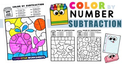 Subtraction Color By Number - Superstar Worksheets