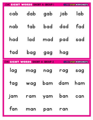 CVC Words - Superstar Worksheets
