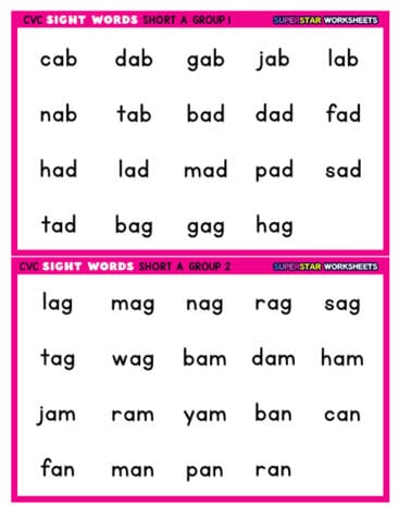 CVC Words - Superstar Worksheets