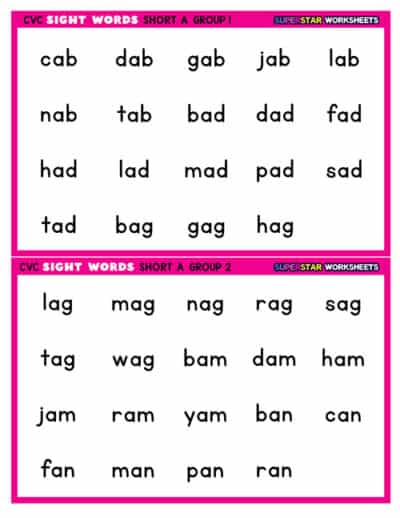 CVC Words - Superstar Worksheets