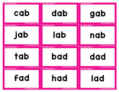 CVC Flashcards - Superstar Worksheets