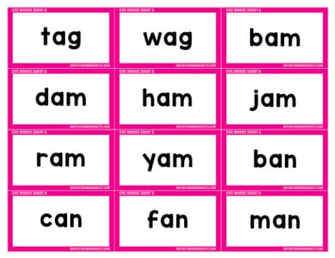 CVC Flashcards - Superstar Worksheets