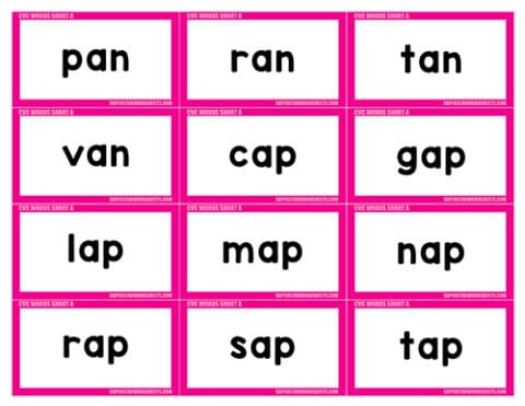 CVC Flashcards - Superstar Worksheets