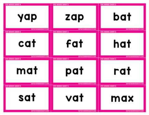 CVC Flashcards - Superstar Worksheets